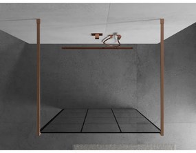 Mexen Kioto, sprchová zástěna Walk-In 110 x 200 cm, 8mm sklo černý vzor, ​​měděný matný profil, 800-110-002-65-77