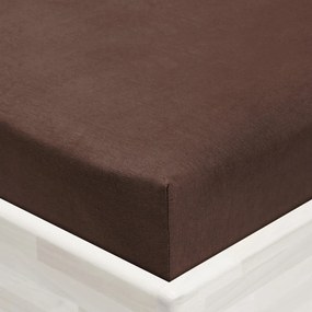 Jersey napínací prostěradlo JR-026 Čokoládově hnědé 90 x 220 - výška 20 cm