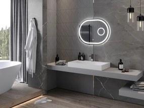 Mexen Umba osvětlené koupelnové zrcadlo s kosmetickým zrcátkem 80 x 60 cm, LED 6000K, proti zamlžení