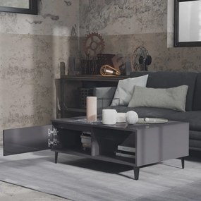 Konferenční stolek šedý vysoký lesk 90 x 60 x 35 cm dřevotříska - Default Title