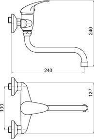 Novaservis Metalia 55 55074/T.0 dřezová / umyvadlová baterie nástěnná 100 mm