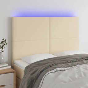 Čelo postele s LED krémové 144x5x118/128 cm textil