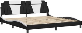Rám postele Viana bez matrace černý a bílý 200 x 200 cm umělá kůže 3208122