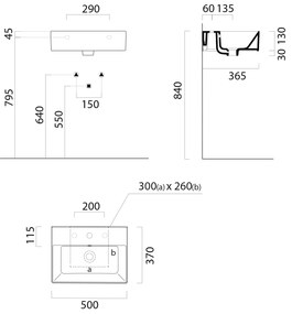 Sapho, KUBE X keramické umyvadlo 50x37 cm, bílá ExtraGlaze