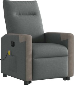 Elektrické zvedací masážní polohovací křeslo tmavě šedé textil 3324106