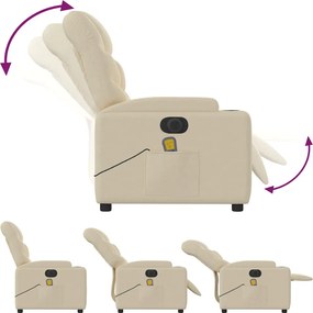 Elektrické masážní polohovací křeslo krémové textil 3204593