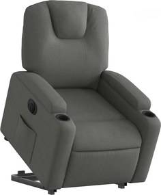Elektrické zvedací polohovací křeslo tmavě šedé textil 3204393