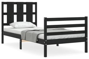 Rám postele s čelem černý Single masivní dřevo,  3194085 HangarStore.cz