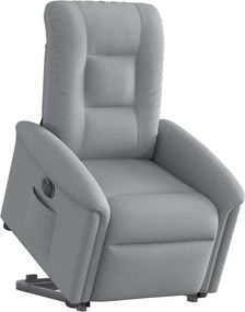 Elektrické zvedací polohovací křeslo světle šedé textil 3303274