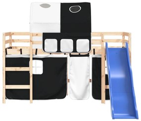 Dětská patrová postel s tunelem bílá a černá 80x200 cm borovice - Default Title
