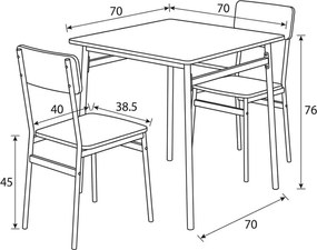 Set jídelní (1+2), MDF, dekor divoký dub, černý kov hnědá