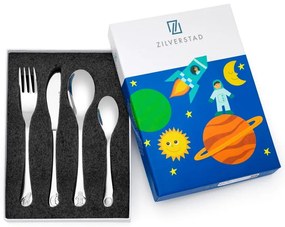 Nerezový dětský příbor ve stříbrné barvě 4 ks Space – Zilverstad