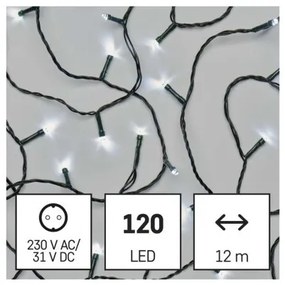 LED vánoční řetěz Steny s časovačem 12 m studená bílá