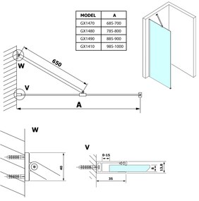 GELCO s.r.o. VARIO sprchová zástěna 700mm matné sklo GX1470