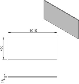 Sapho Cirasa deska 101 x 1,8 x 46,5 cm MDF lamino bílá lesk CR101-3030 Koupelny Bernold
