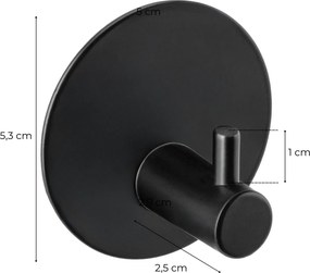 Erga Dapi, samolepící háčky na ručníky bez vrtání, 4 ks, Ø 5,3 cm, černá matná, ERG-YKA-CH.DAPI4-BLK