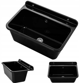 Sink Quality Universe, univerzální plastová výlevka 61x41x30 cm + sifon, 1-komorová, černá, SKQ-KGLK60-BK