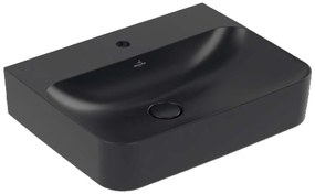 Villeroy & Boch Finion - Umyvadlo 60x47 cm, skrytý přepad, otvor pro baterii, CeramicPlus, Pure Black 41686CR7