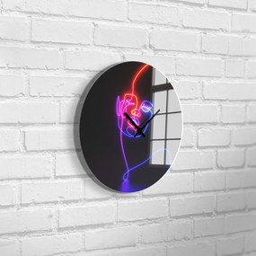 STYLER Nástěnné hodiny NEON sklo průměr 30 cm