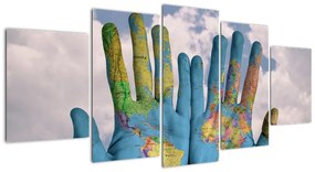 Obraz - mapa světa na dlani