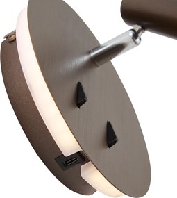 Moderní nástěnné svítidlo tmavě bronzové vč. LED s USB-C - Croft