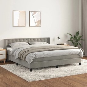 Box spring postel s matrací světle šedá 180x200 cm samet,  3131213