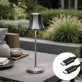 Retro stolní lampa gunmetal dobíjecí IP44 - Granny