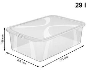 Úložný univerzální box, transparentní krabice s víkem, Rotho LONA, 29l