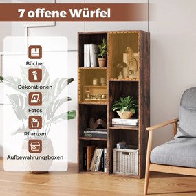Costway 7 Cube Bookshell Volně stojící Cube Police Vertikální nebo