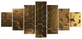 Obraz - Zlaté hexagony (210x100 cm)