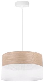 Light Home Závěsné svítidlo Wood, 1x béžová dubová dýha/bílé plastové stínítko, (fi 30cm)