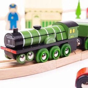 Bigjigs Rail Dřevěná vláčkodráha Flying scotsman / 40 dílů / od 3 let