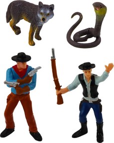 LEAN Toys Sada kovbojských figurek divoký západ člun dělo