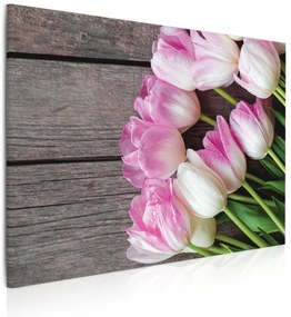 Malvis ® Obraz Tulipány na dřevě Velikost (šířka x výška): 150x100 cm