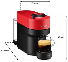 Kapslový kávovar Krups Nespresso Vertuo Pop XN920510 červený