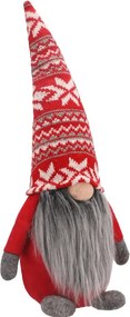 Vánoční dekorace skřítek šedá / červená 34 cm