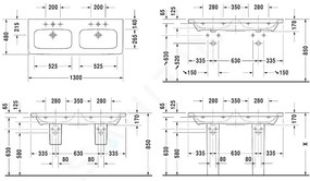 DURAVIT - DuraStyle Dvojumyvadlo nábytkové 1300x480 mm, s 1 otvorem pro baterie, s WonderGliss, alpská bílá (23381300001)