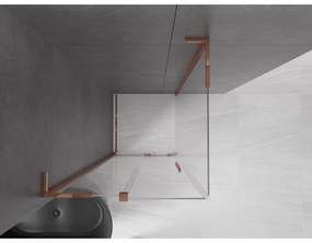 Mexen Velar L, sprchový kout s posuvnými dveřmi 100 x 100 cm, 8mm čiré sklo, růžové zlato, 871-100-100-03-60