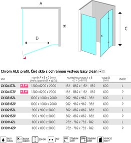 Mereo Mereo, Sprchový kout, Novea, čtverec, chrom ALU, sklo Čiré, dveře levé a pevný díl, CK10114ZL