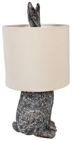 Hnědobílá stolní lampa králík s béžovým stínidlem Konijn – 20x43 cm