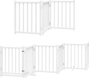 Zábrana pro psy s dvířky skládací 9 panelů bílá 450 cm topol 3155703