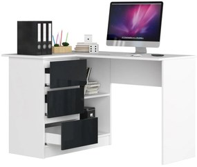 Rohový psací stůl B16 124 cm bílý/grafitový levý