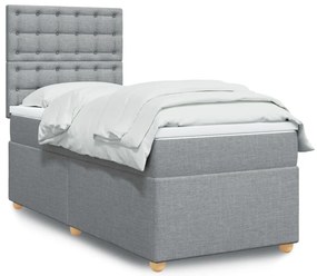 Box spring postel s matrací světle šedý 100 x 200 cm textil 3291205