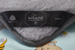 Wooline Dětský ložní set polštář a přikrývka, alpaka + bavlna, zelený s tygrem
