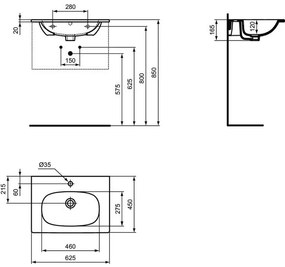 Ideal Standard Tesi Nábytkové umyvadlo 63 cm s otvorem, černá mat T3510V3