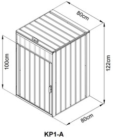 Přístřešek na popelnici BestBerg KP-1A / 0,6 m² / 80 x 122 x 80 cm / šedá
