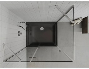 Mexen Roma, sprchový kout s křídlovými dveřmi 100 (dveře) x 80 (stěna) cm, 6mm čiré sklo, chromový profil + slim sprchová vanička černá + chromový sifon, 854-100-080-01-00-4070