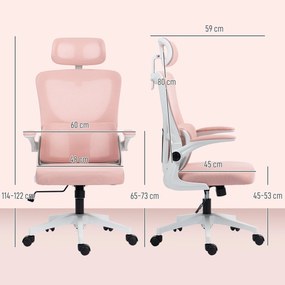 Ergonomická kancelářská židle Vinsetto s bederní podporou, sklápěcí opěrkami, nastavitelným opěradlem, otočná židle s vysokým opěradlem, výškově nast…