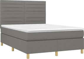 Box spring postel s matrací a LED tmavě šedá 140x190 cm textil 3135510
