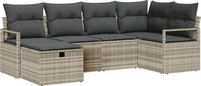 Set pohovek 6 ks 6-Počet míst Světle šedá polyratan 3359181
